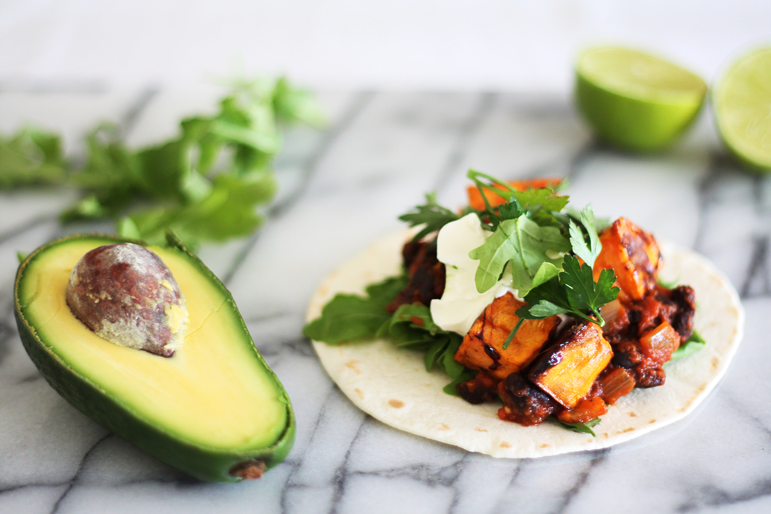 Maple chilli roast sweet potato and black bean tacos | a splash of vanilla